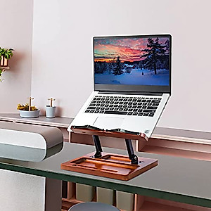 NIUXX Wood Book Shelf Adjustable, Nightstand Organizer for Phone Watch Coins Key, Foldable Tablet Holder Laptop Rack Desktop Docking Station for Office, Men Husband Wife Anniversary Graduation Gift