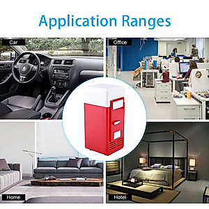 TOPINCN Mini USB Refrigerator Cooler Beverage Drink Cans Refrigerator and Heater for Office Desktop Hotel Home Car (Red)