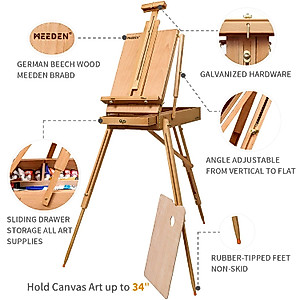 MEEDEN Acrylic Painting Set, Acrylic Paint Set with French Easel, 15x100ML Acrylic Paints, Paintbrushes, Stretched Canvases, Acrylic Painting Supplies,Easel Sets for Painting for Adults