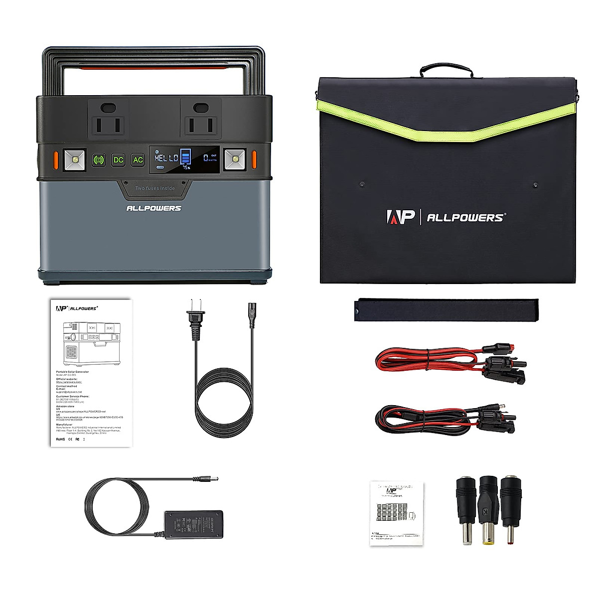 ALLPOWERS Mini Portable Power Station 700W, 606Wh/110V/164000mAh Backup Battery Power Supply with Portable Solar Panel 100W, Foldable Solar Panel Charger for Home Use Camping Emergency