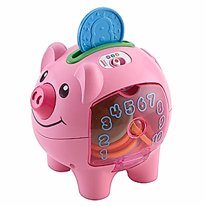 Fisher-Price Laugh & Learn Baby Learning Toy Smart Stages Piggy Bank With Music & Phrases For Infant To Toddler Ages 6+ Months