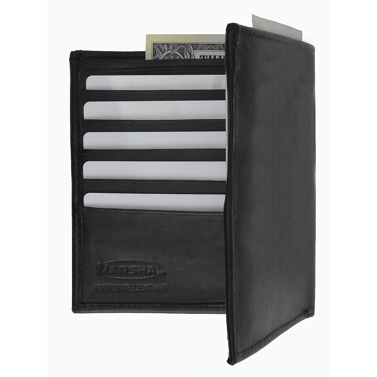 Genuine Leather Large Hipster Bifold Credit Card Id Men's Wallet