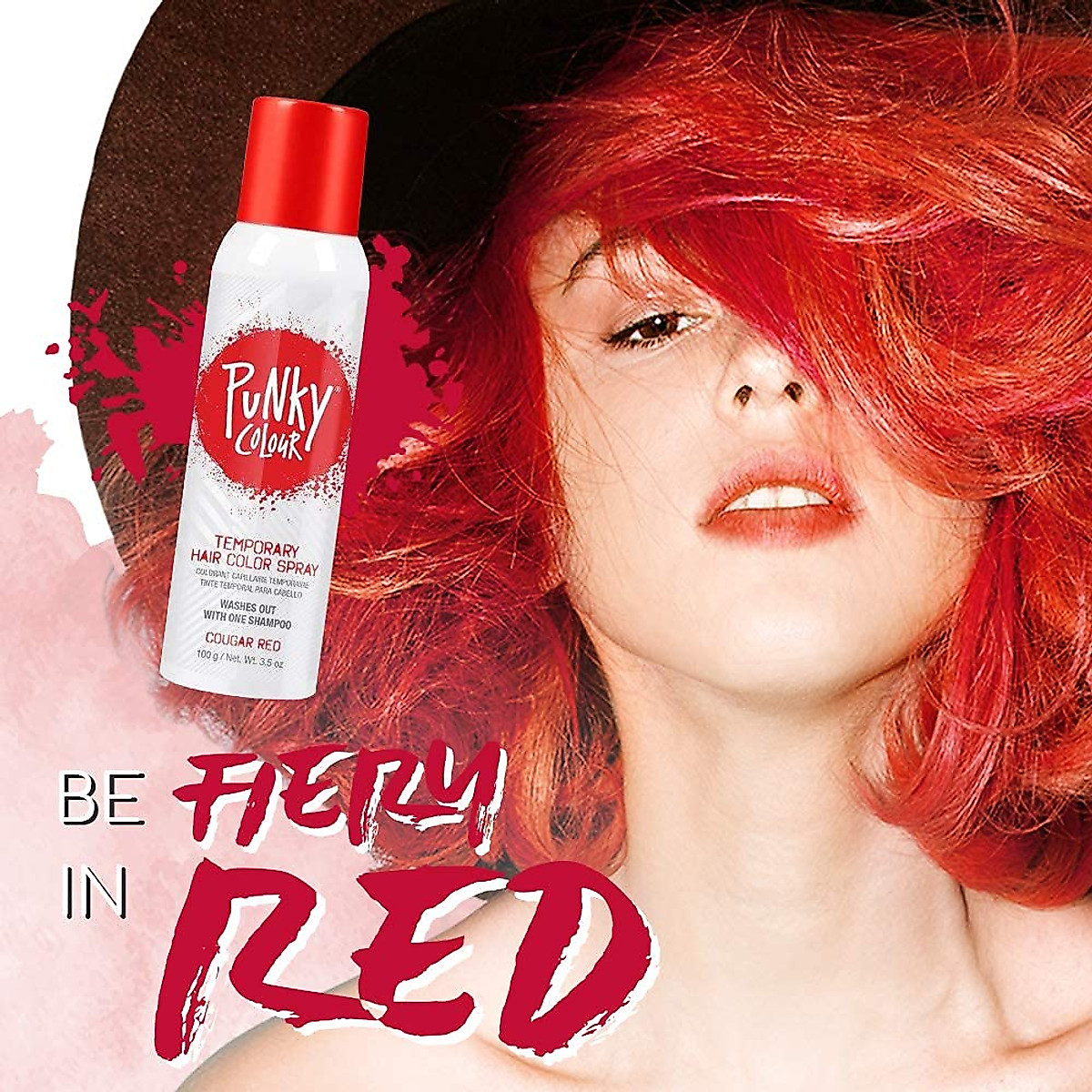 Punky Temporary Hair Color Spray, Cougar Red, Non-Damaging Spray-On Hair Dye Instant Vivid Hair Color, 3.5 oz, 2-Pack