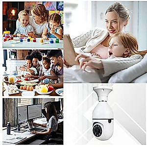 JTOMYX Light Bulb Camera, 2 Pack Wireless Light Bulb Security Camera for Home Surveillance, 360° WiFi Nanny Cam with Motion Detection Alarm Night Vision