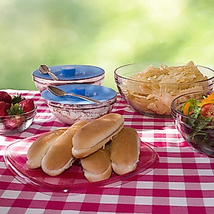 Silicone Bowl Lids Blue Set of 5 Reusable Suction Seal Covers for Bowls, Pots, Cups. Food Safe. Natural grip, interlocking handles for easy use and storage.