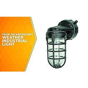 Woods L1707SVBLK Wall Mount Light in Hammered Black Finish Sturdy Die Cast Aluminum Cage; 100 Watt Incandescent; Industrial Design; Suitable for Indoor and Outdoor Use