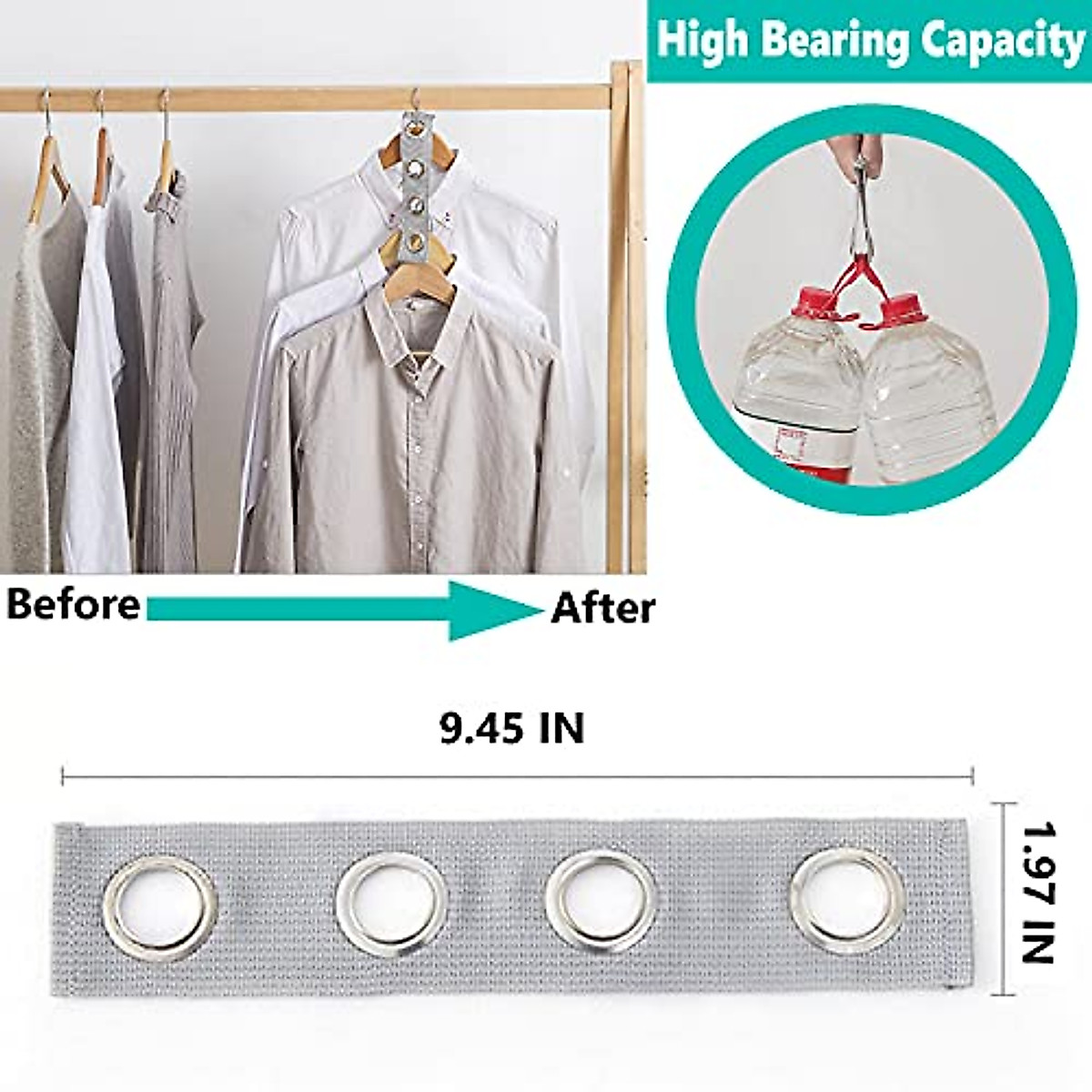 KLEVERISE 12 PCS Space Saving Closet Hanger Connector Extender Organizers - Odorless Wonder Space Saver Hanger Extension Connections - Clothes Hanger Magic Cascading Band Gray