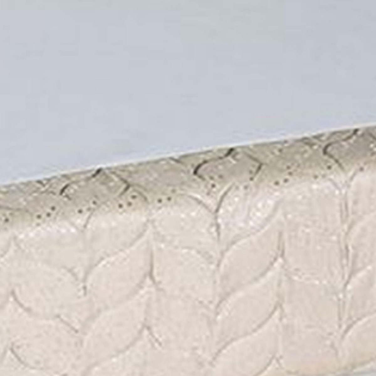 Benjara Yuk 7 Inch Queen Size Foundation Box Spring, Edge Support, Quilted Suede, White and Brown