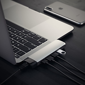 Satechi Type-C Pro Hub Adapter with Ethernet - 4K HDMI, USB-C PD, Gigabit Ethernet, USB 3.0, Micro SD Card Slot - for M2/ M1 MacBook Pro/Air (Silver)