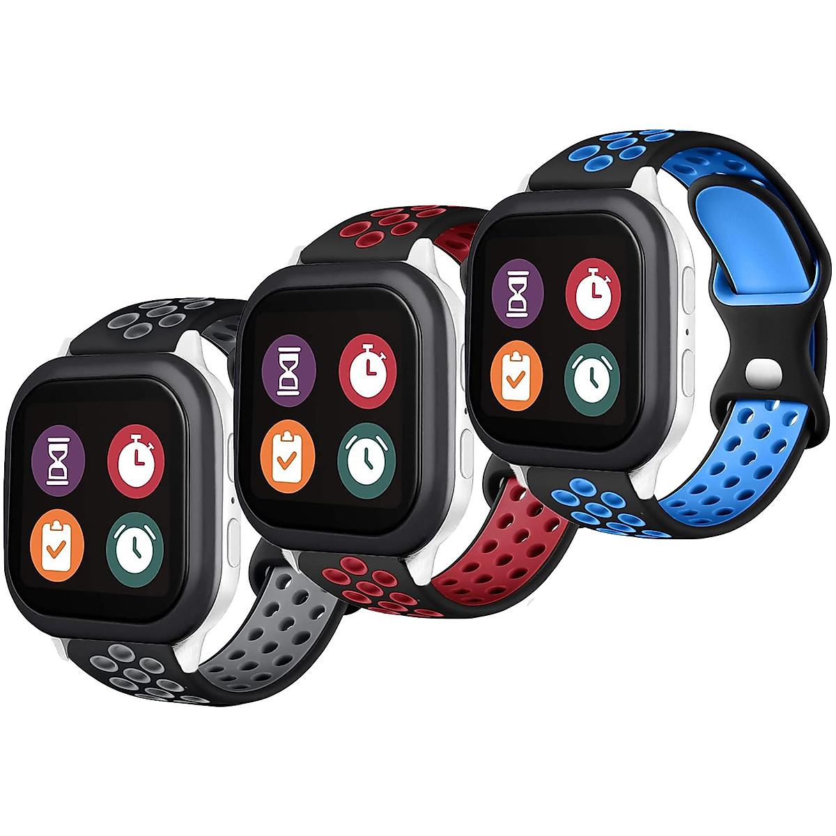 3 Pack Silicone Sport Band Compatible with Gizmo Watch 3 2 1/Gabb Watch 3e 3 2 1/syncup watch/Cosmo JrTrack Watch Band,Soft Breathable Smartwatch Band replacement Small size