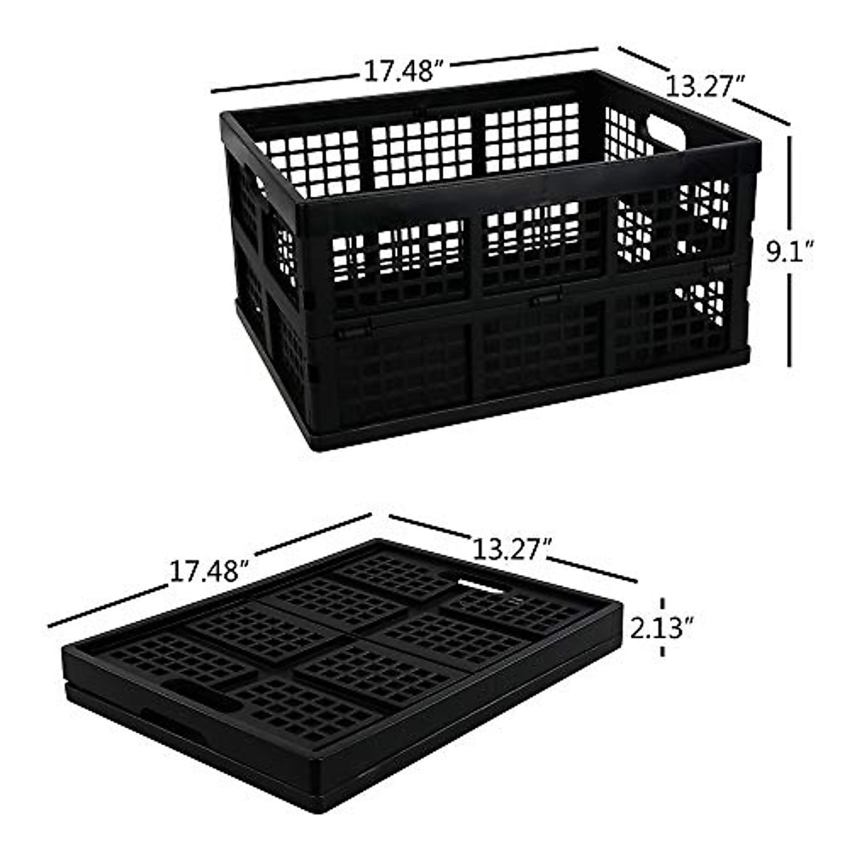 Utiao 34 Quart Collapsible Storage Bins, Folding Crate, Milk Crate, 3 Packs