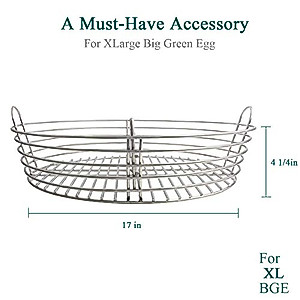 Mydracas Lump Charcoal Fire Basket with Divider Big Green Egg Accessories Ash Basket Stainless Steel Charcoal Basket for XLarge Big Green Egg(with Divider)