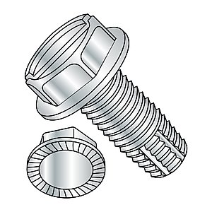 Small Parts 3724FSWS Steel Thread Cutting Screw, Zinc Plated Finish, Serrated Hex Washer Head, Slotted Drive, Type F, 3/8"-16 Thread Size, 1-1/2" Length (Pack of 10)