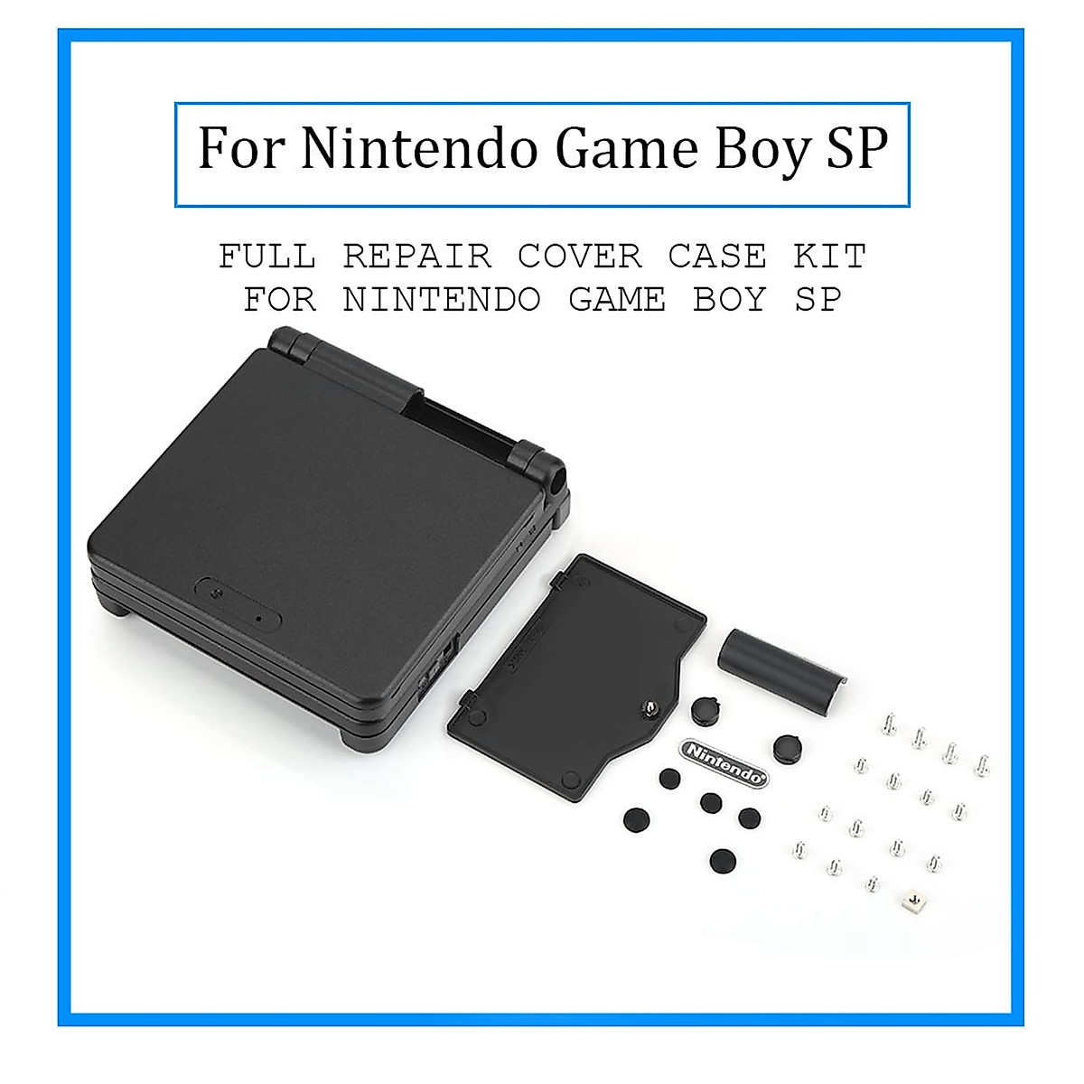 Replacement Housing Shell for Gameboy Advance GBA SP, Game Case Cover Game Repair Part Black