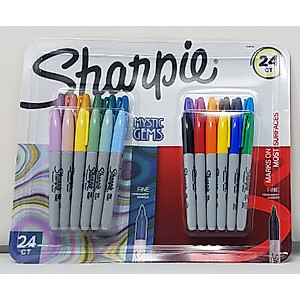 Sharpie Variety Featuring Mystic Gems and Core Colors Fine Tip 24ct Assortment