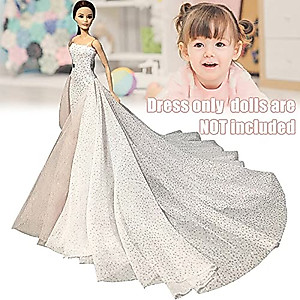 Princess Evening Party Clothes,White 11.5 Inches Fashion Wedding Dress for Doll Clothes Party,Gift for Kids 3 to 8 Years Old