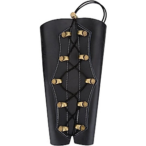 Tbest Leather Arm Guards Armguard for Archery Brown/Black Adult Youth Leather Protective Arm Guards Protector Wristband Costume for Recurve Bow Shooting Hunting, Adjustable