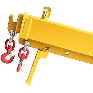 LGXEnzhuo 4400LB Forklift Jib Boom Crane, Forklift Mobile Crane Lifting Hoist with 2 Hooks, Boom Length 7-11 ft, Adjustable Angle 0-75°, Forklift Boom Attachment Towing Handling Equipment