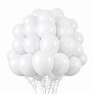 RUBFAC White Balloons, 110pcs 12 Inch Party Latex Balloons, Thicker White Balloons for Birthday Wedding Baby Shower Graduation Anniversary Party Decorations
