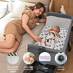 MOEMOE BABY Bassinet Sheets, 3 Pack Fitted Bassinet Sheets for Baby Boys and Girls, 100% Cotton Bassinet Cover for Oval, Hourglass & Rectangle Mattress