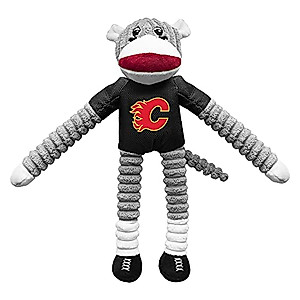 Littlearth Unisex-Adult NHL Calgary Flames Sock Monkey and Flying Disc Pet Toy Combo Set, Team Color, One Size