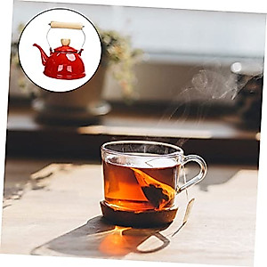 MAXBUS 1pc Kettle Red Kettle Ceramic Tea Pot Red Coffee Maker Boiling Teapot Pottery Ceramic Coffee Pot Decorative Teapot Kitchen Teapot Cold Water Teakettle Make Tea Red Stainless Steel