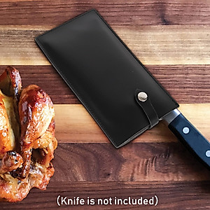 Ozzptuu Durable PU Leather Meat Cleaver Sheath Heavy Duty Chef Knife Guard Butcher Chef Wide Knives Blade Edge Protectors (Black)
