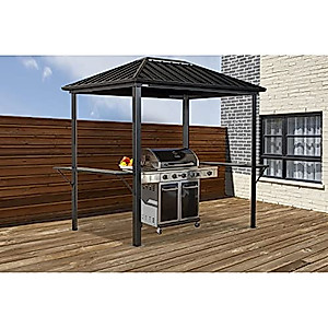 Sojag 6' x 8' Outdoor Dakota Hardtop Grill Gazebo Backyard Shade and Grilling Structure, Charcoal