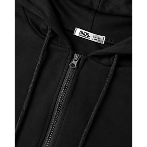 Ohoo Men's Zip Up Hoodie Lightweight Slim Fit Sweatshirt Full Zip Solid Color Hooded Jacket / DCF102-BLACK-S