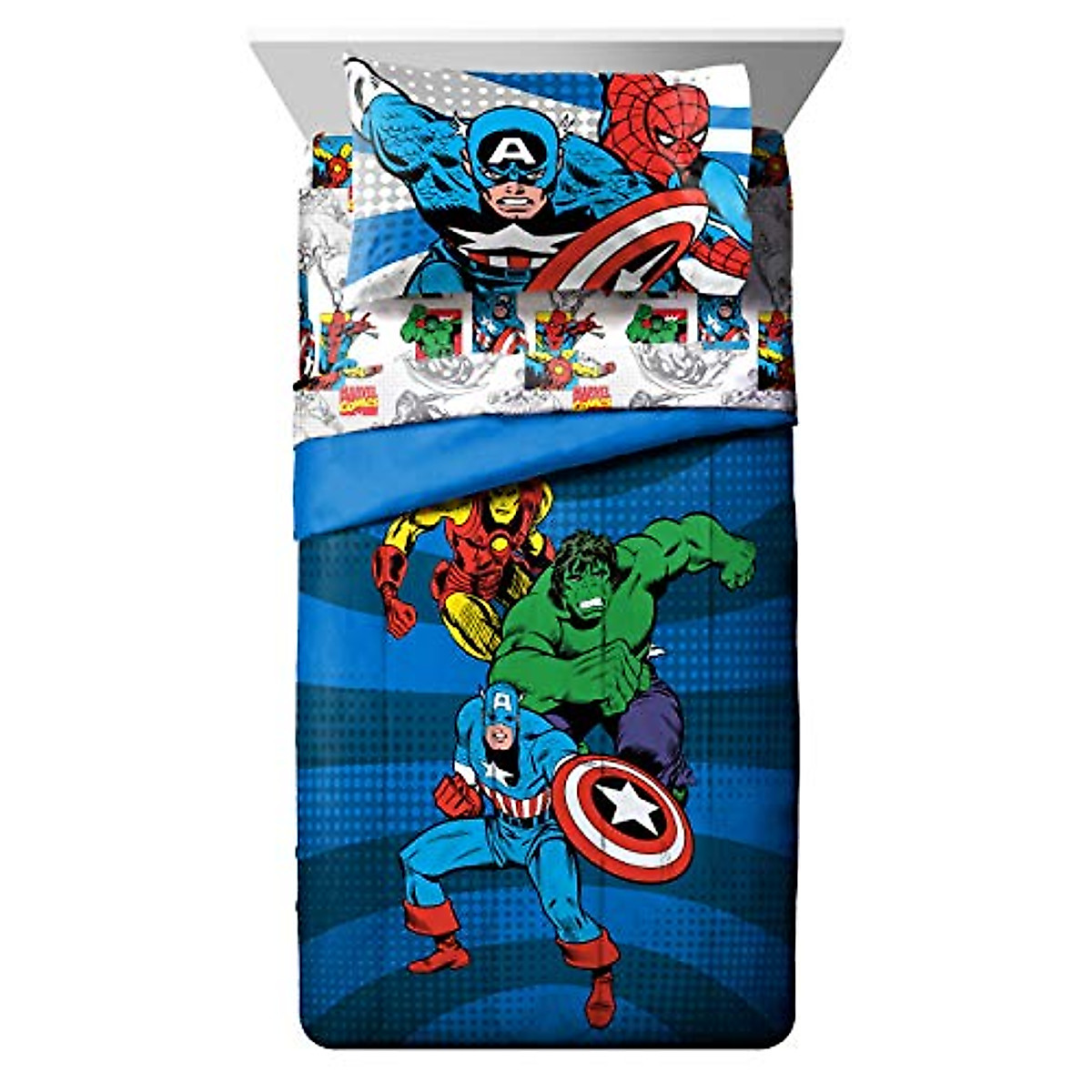 Jay Franco Comics Avengers Good Guys 4 Piece Twin Bed Set (Offical Marvel Product)