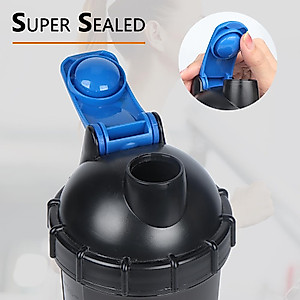 VIGIND Protein Shaker Bottle,18oz Shaker Bottles For Protein Mixes,Sports Water Bottle,Supplement Mixer Bottle,Leak Proof,Non Slip,With a 5oz Storage Cups And a Pill Tray (Blue)