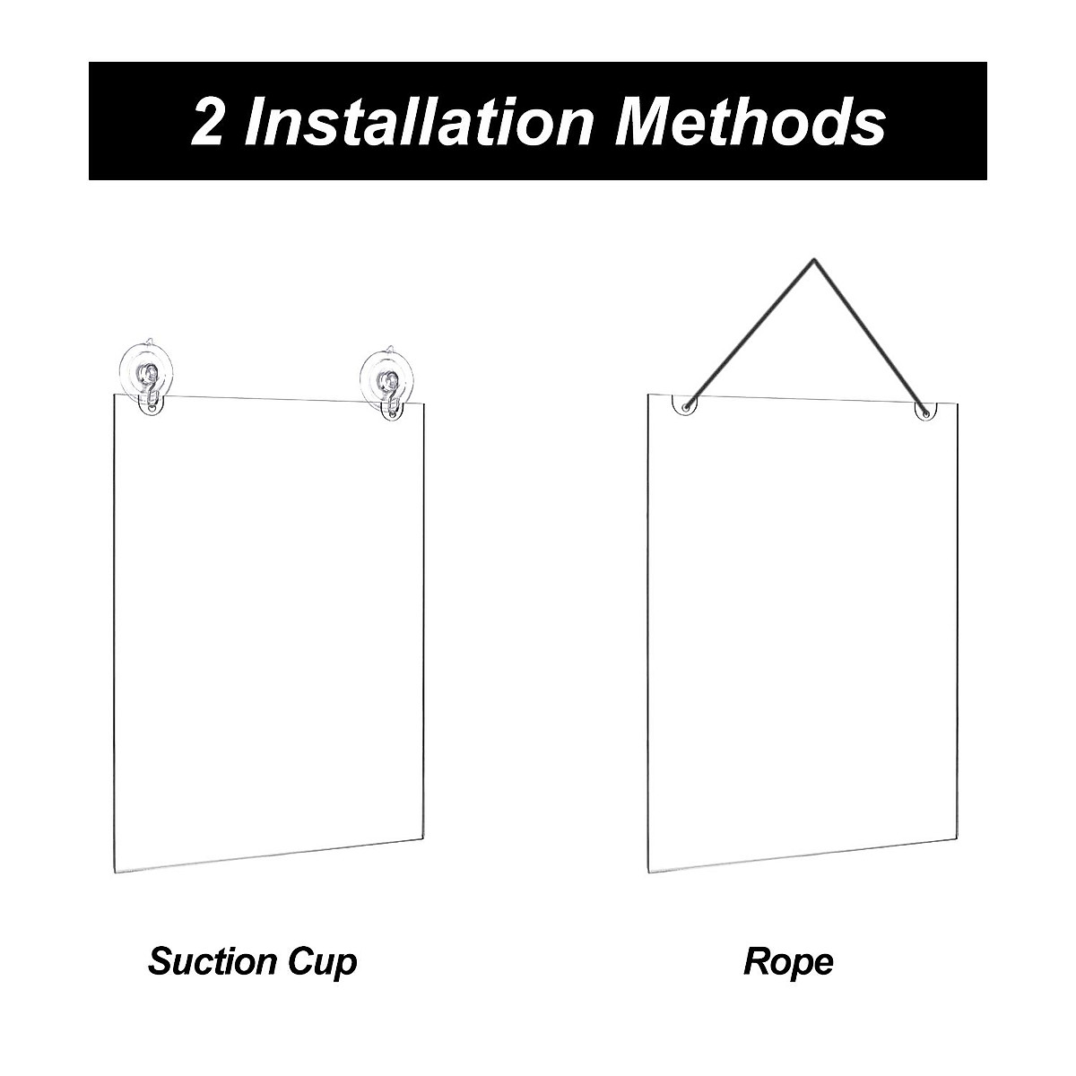 Acrylic Sign Holder 8.5" X 11" - Wall Mount Acrylic Frames for Picture, Poster and Flyer - Clear Plastic Sign Holder with 3M Tape Adhesive, Suction Cups and Screws, Pack of 6 Thick Poster Holder