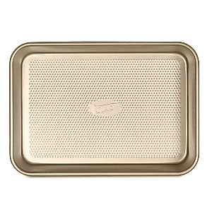 Glad Baking Pan Nonstick - Oblong Metal Dish for Cake and Lasagna - Heavy Duty Carbon Steel Bakeware, Small, Gold