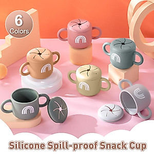 Didaey 6 Pack Silicone Snack Cups Spill Proof Bowls for Kids Toddlers Baby No Spill Snack Cup Snack Container for Toddler over 6 Months Baby Snack Cups with No Slip Handles