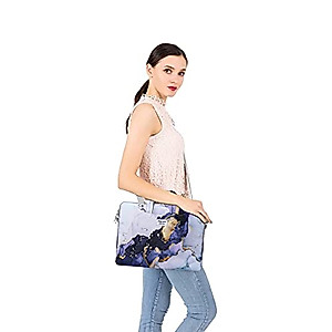 MOSISO Laptop Shoulder Bag Compatible with MacBook Air/Pro,13-13.3 inch Notebook,Compatible with MacBook Pro 14 inch 2023-2021 A2779 M2 A2442 M1, Briefcase Sleeve with Belt Marble MO-MBH348