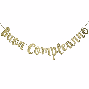 Buon Compleanno Banner, Italian Happy Birthday Sign Garland Party Decorations Anniversary Decor Photo Booth Props Gold