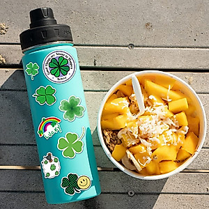 FAMYGFT St Patricks Day Stickers for Kids & Adults 50PCS Shamrock Stickers Waterproof 4 Leaf Clover Sticker Green Irish Self-Adhesive Gift Labels Water Bottle Sticker Decals Classroom Party Decoration