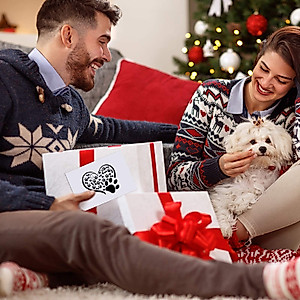 48 Pcs Paw Printed Note Cards Set, 24 Paw Printed Note Cards Heart Paw Thank You Card Paw Print Blank Greeting Card with 24 White Envelopes Animal Lovers Pet Shop Pet Birthday Party (Black and White)