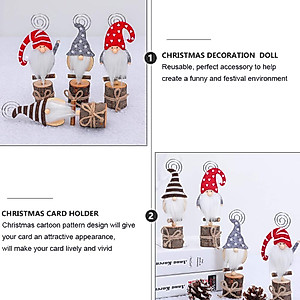 PRETYZOOM 4pcs Christmas Gnomes Place Card Holder Table Number Holders Table Picture Holder for Christmas Party Favors Gifts