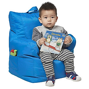 Cali Little Bear Sack Bean Bag Chair, Dirt-Resistant Coated Oxford Fabric, Flexible Seating for Children, Kid's Furniture for Bedrooms, Playrooms, Daycare, Preschool - French Blue (2-Pack)