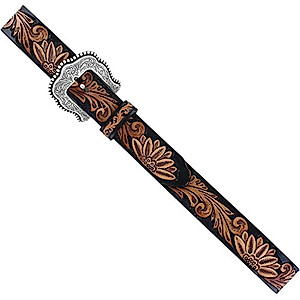 Tony Lama Women's 1.5" Black Delheart Daisy Belt Black M