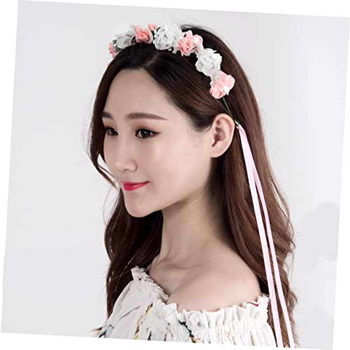 Abaodam 2pcs Floral Headband Hair Jewelry for Wedding Bridal Tiara Corsage Bracelet Corsage Wristlet Floral Headdress Wreath Hairband Hair Accessories Headgear Wristband Bride The Flowers