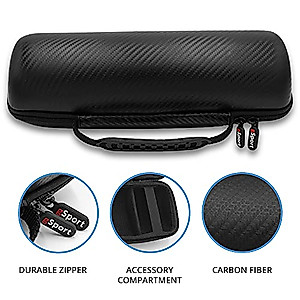 JBL Charge 5 Waterproof Portable Speaker with Built-in Powerbank and gSport Carbon Fiber Case (Black)