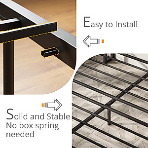 LIKIMIO Queen Bed Frame with 4 Storage Drawers, Platform Bed with Charged Headboard, Sturdy and Stable, No Noise, No Box Spring Needed, Easy to Install, Vintage Brown and Gray