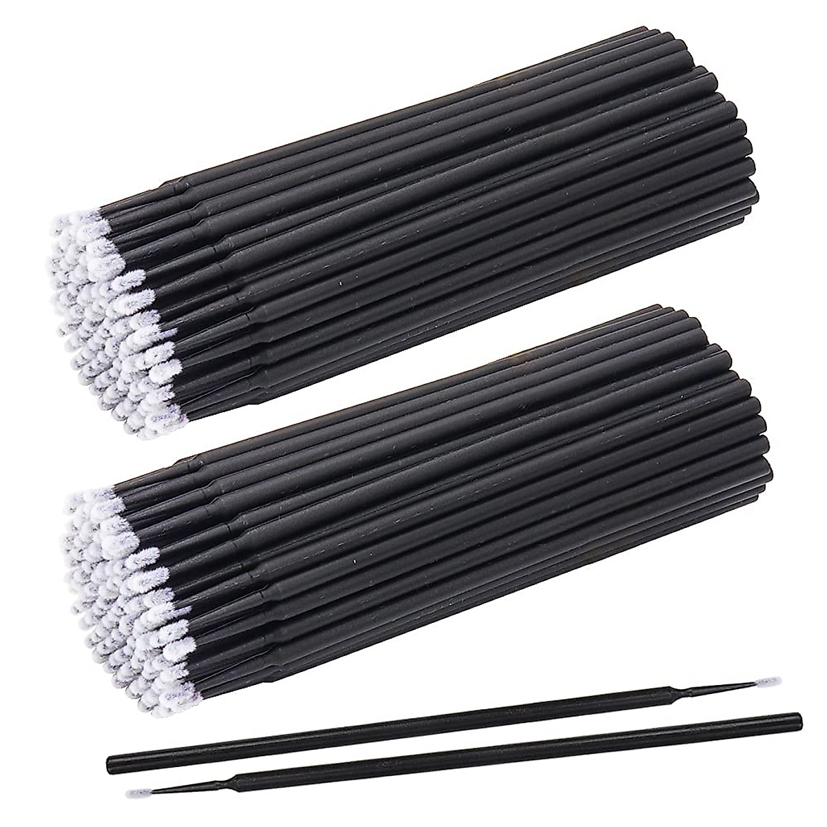 400 PCS Micro Applicator Brushes Disposable Eyelash Extension Microswab Mascara Wands Brush For Lash Remover Brush Tools Black(head diameter 1.5mm)