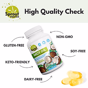 Sprout Source Keto MCT Oil Softgels 1000mg: 90-Day Supply, Premium C8 & C10 Blend for Sustained Energy and Weight Management, Made from Natural Coconut Oil, Non-GMO, Gluten-Free 90 softgels