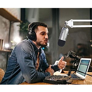 YOUSHARES White Mic Stand with Pop Filter - Microphone Boom Arm Stand with Foam Cover Windscreen for Blue Yeti, Blue Yeti Pro Mic