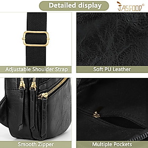 JASGOOD Small Sling Bag for Women Trendy Crossbody Bags Leather Fanny Packs for Women Chest Bag Gift Sling Purse for Traveling,Black