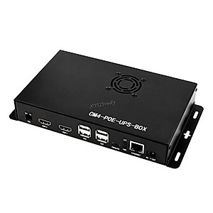 Mini-Computer PoE UPS Uninterruptible Power Supply Base Board Designed for Raspberry Pi Compute Module 4 with Gigabit Ethernet Dual HDMI Quad USB2.0 @XYGStudy (CM4-POE-UPS-BOX)
