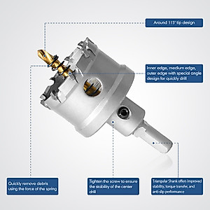 YOSIGHT 13Pcs Upgrade Heavy Duty Carbide Hole Saw Kit - Metal Steel Hole Saw Drill Bits TCT Hole Cutter with 1Pc Center Drill 2Pcs L-Wrench - Hole Saw Set for Metal, Steel, Iron, Alloy, Copper